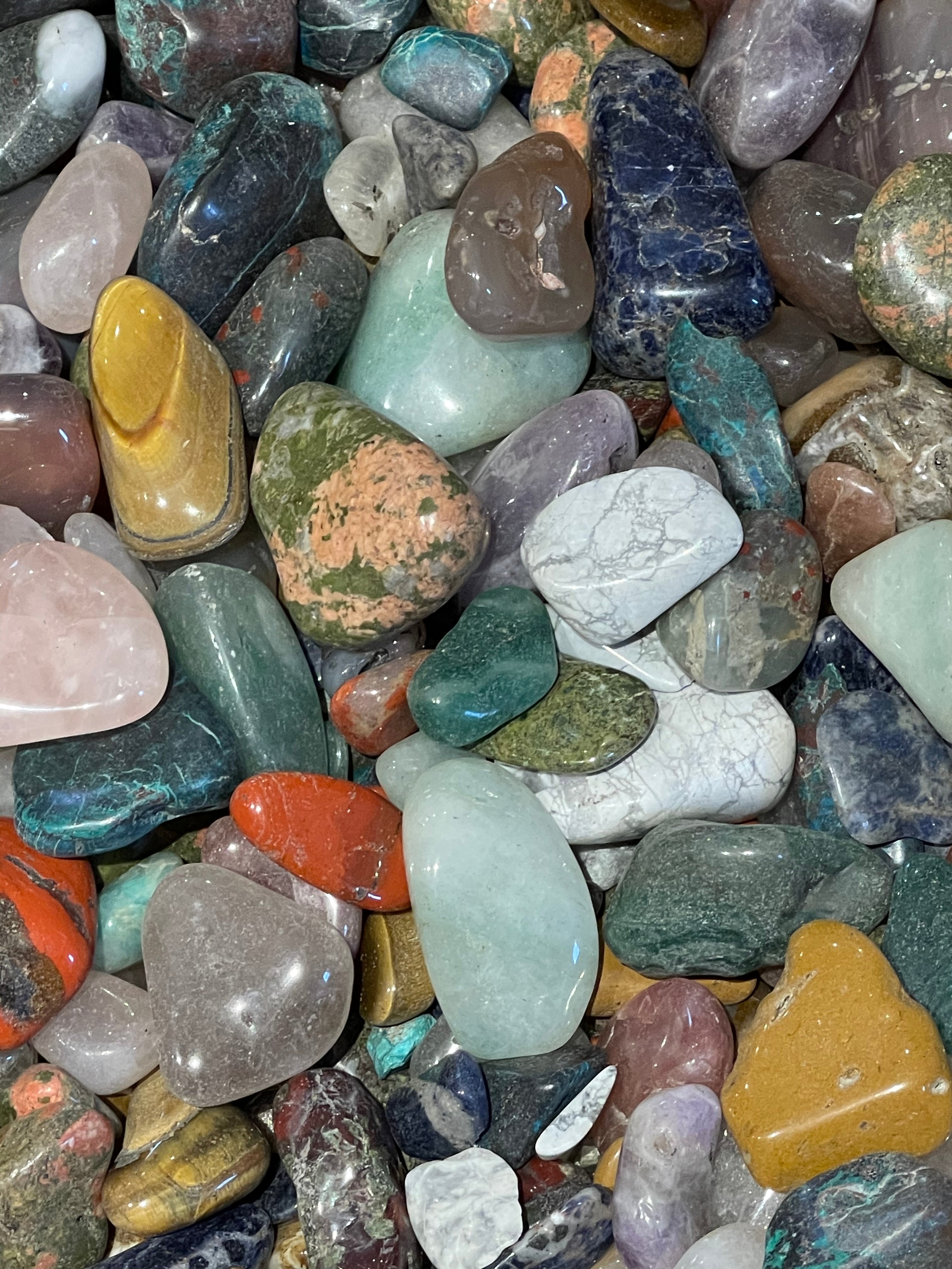 A BOX OF TUMBLED GEM STONES – Charmouth Fossils